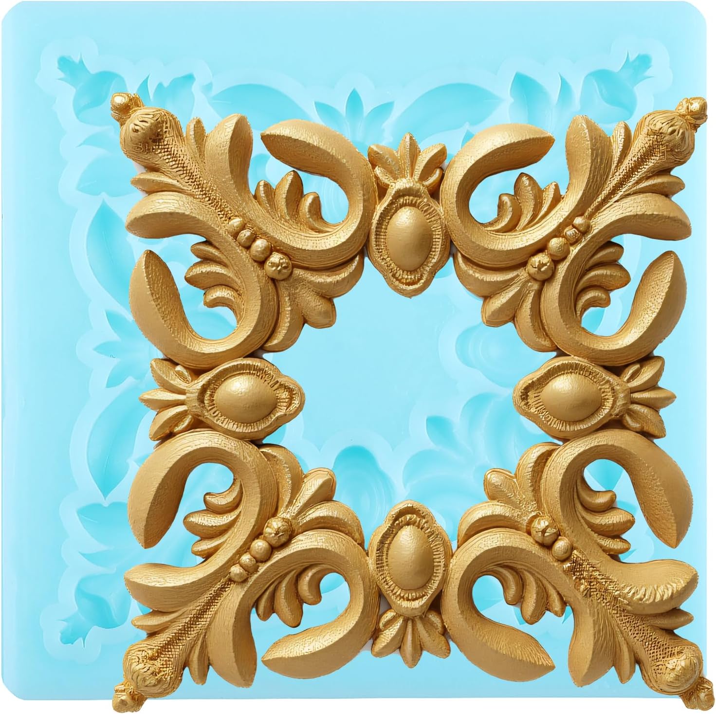 Amazon.com: YABONAN Baroque Frame Fondant Mold Baroque Scroll Relief ...