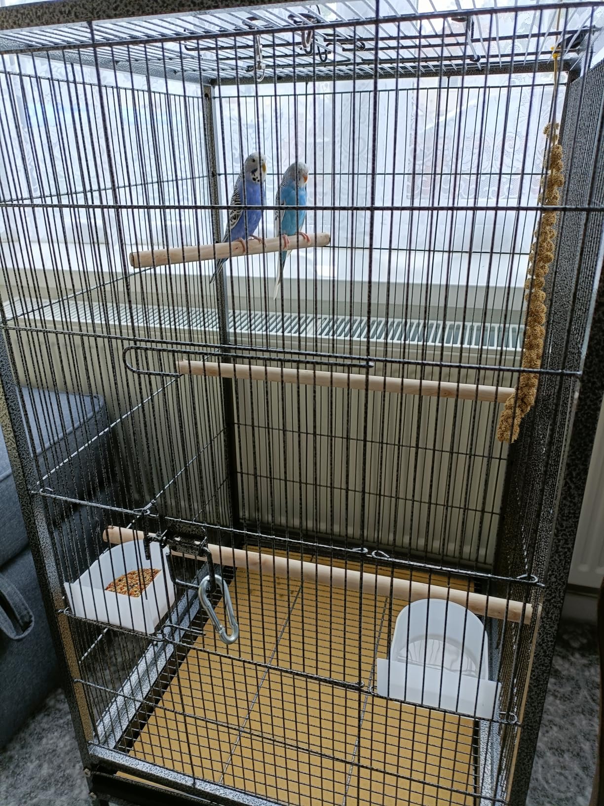 Yaheetech 100.5cm Iron Open-Top Bird Cage Parrot Cage with Rolling ...