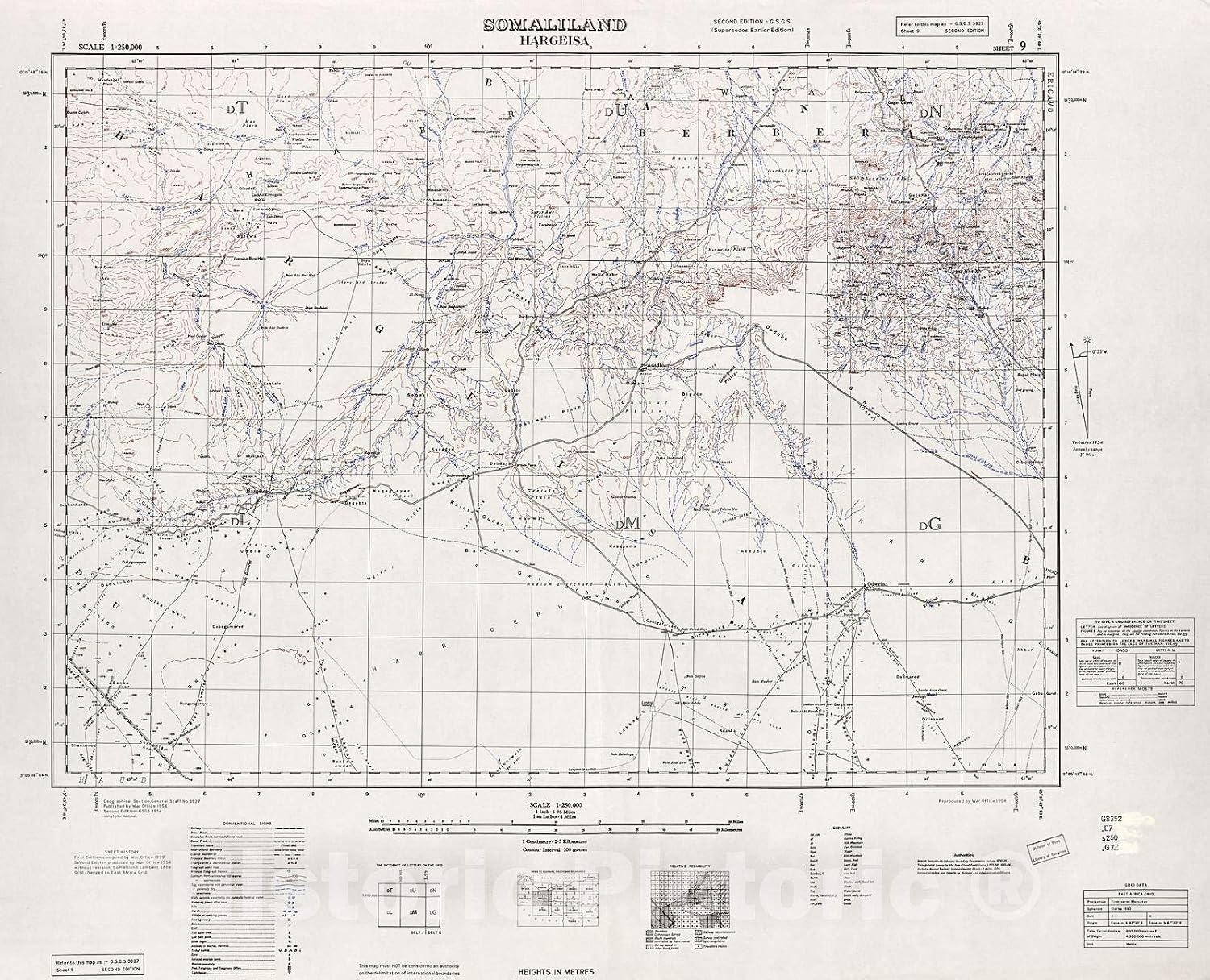 Amazon.com: Historic 1952 Wall Map - Somaliland 1:250,000. - Somaliland ...