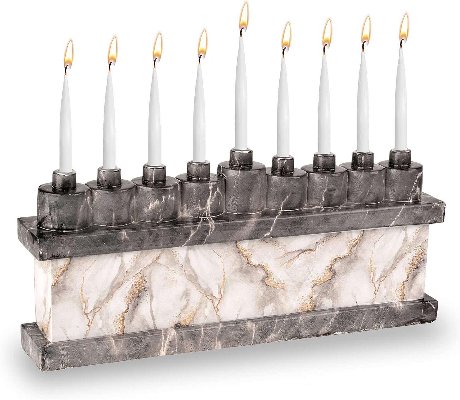 Amazon.com: Ner Mitzvah Hand Painted Resin Hanukkah Menorah - Menorahs ...