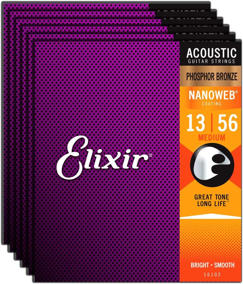 Amazon.com: 3 Sets of Elixir Medium Polyweb Acoustic Guitar strings 13 ...