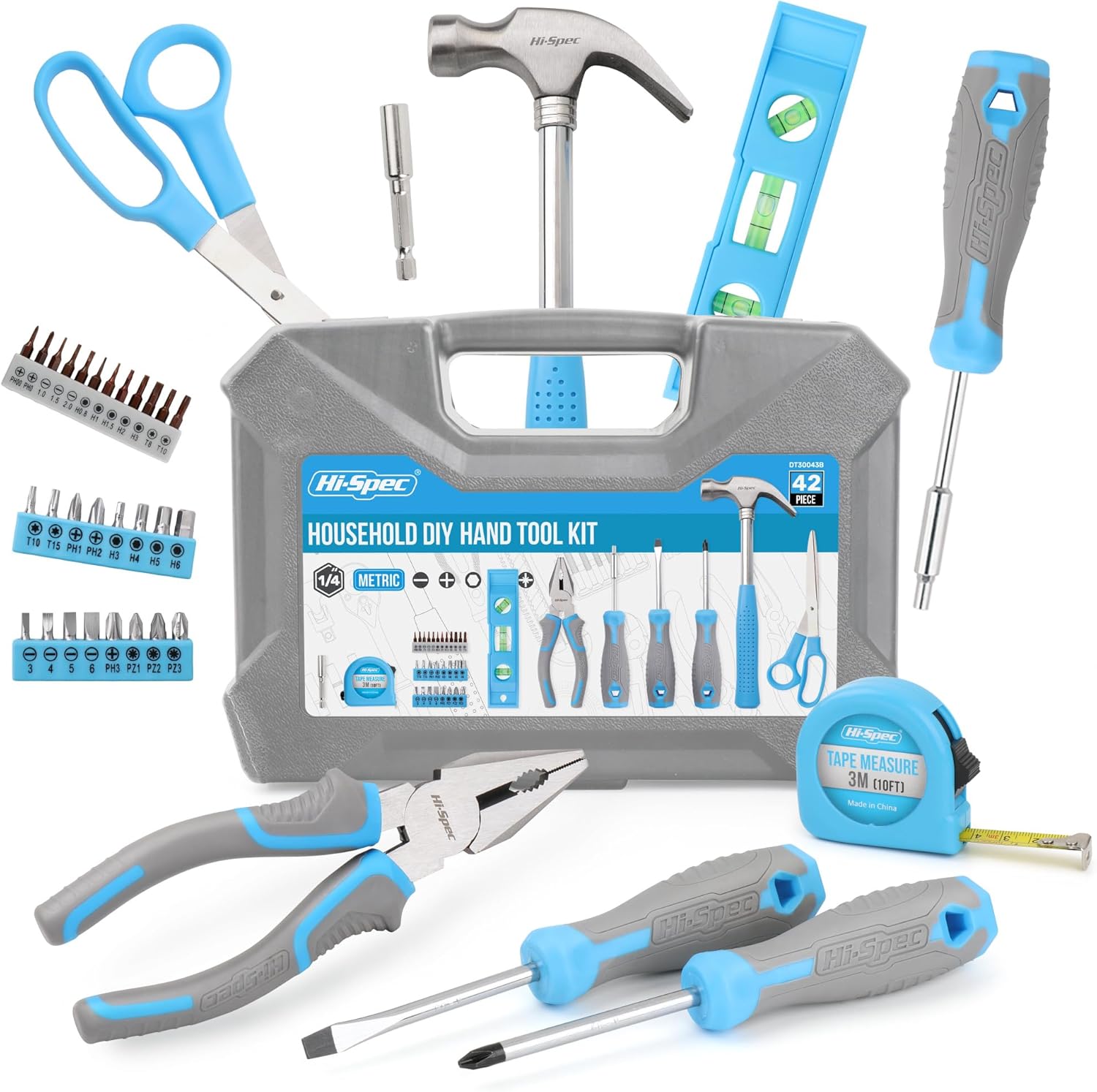 Amazon.com : Hi-Spec 42pc Blue Household DIY Tool Set. Home, Office and ...