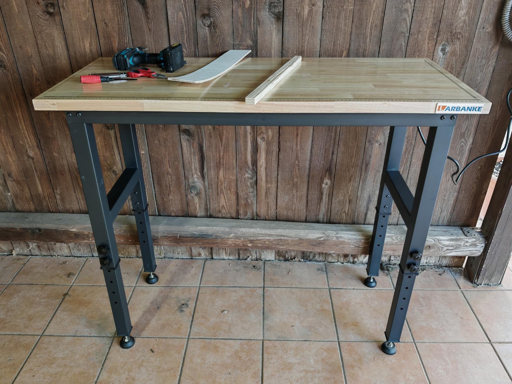 LARBANKE 120cm Banco da Lavoro per Garage,Banco da Lavoro in Legno di ...