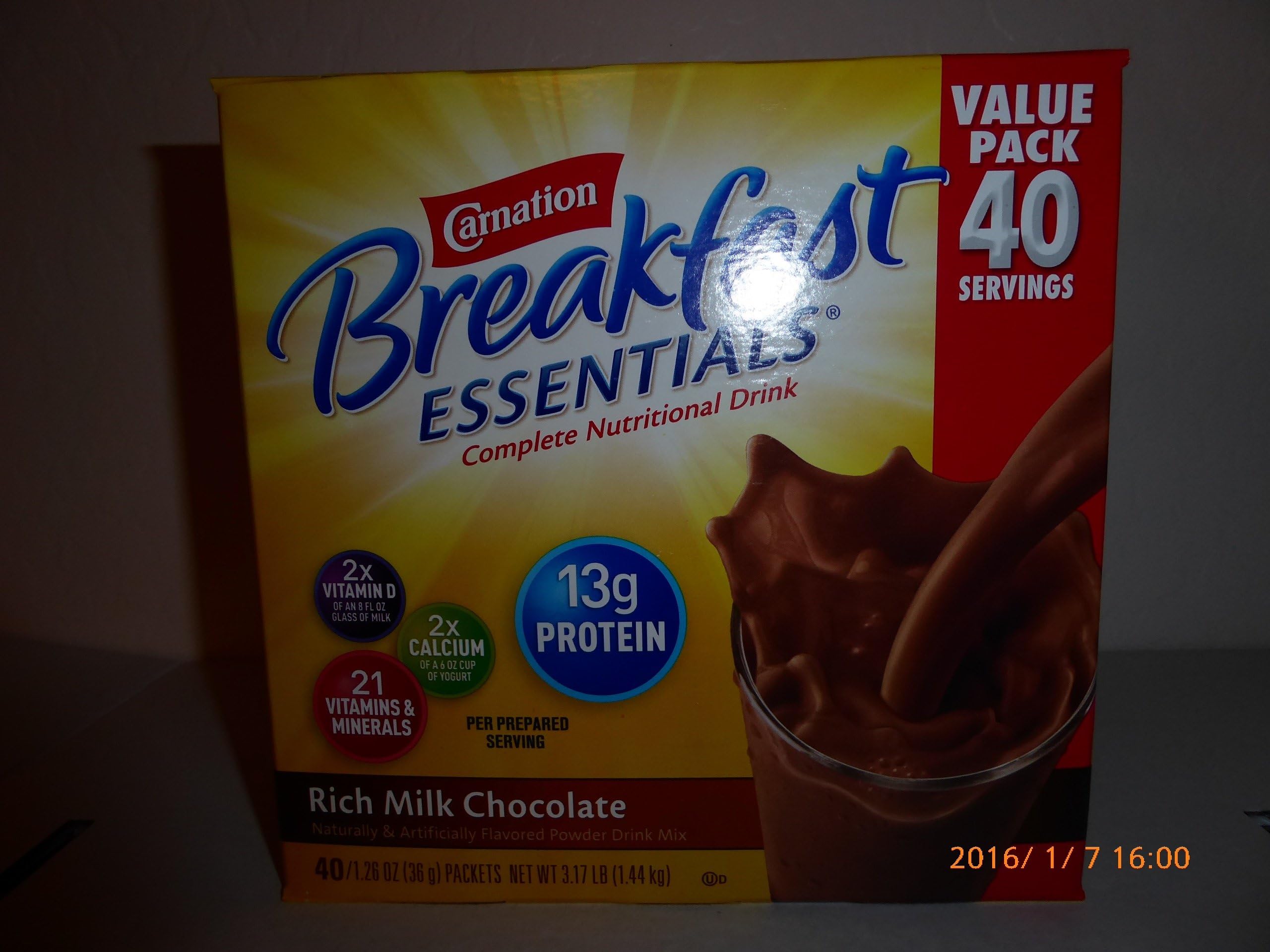 Amazon.com: Carnation Breakfast Essentials 40-1.26oz Packets - Rich ...