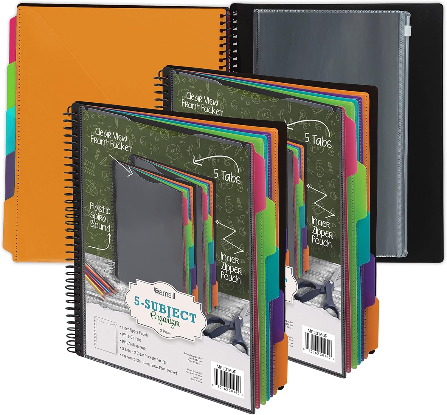 Samsill 10 Pocket Spiral Project Folder Organizer with 5 Dividers ...