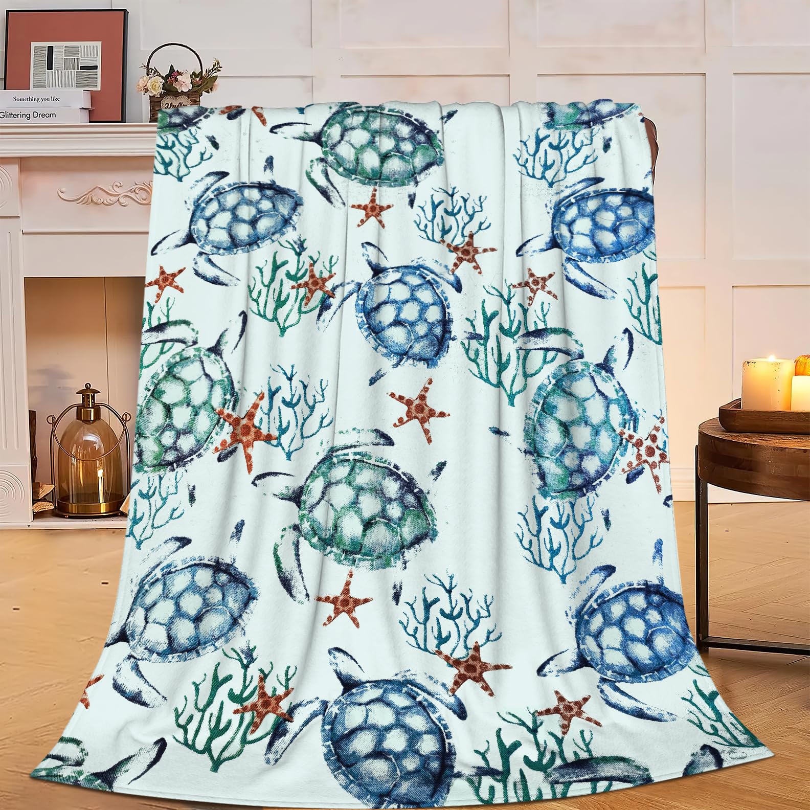 Amazon.com: Sea Turtle Blanket Soft Cozy Beach Ocean Turtle Plush Throw ...