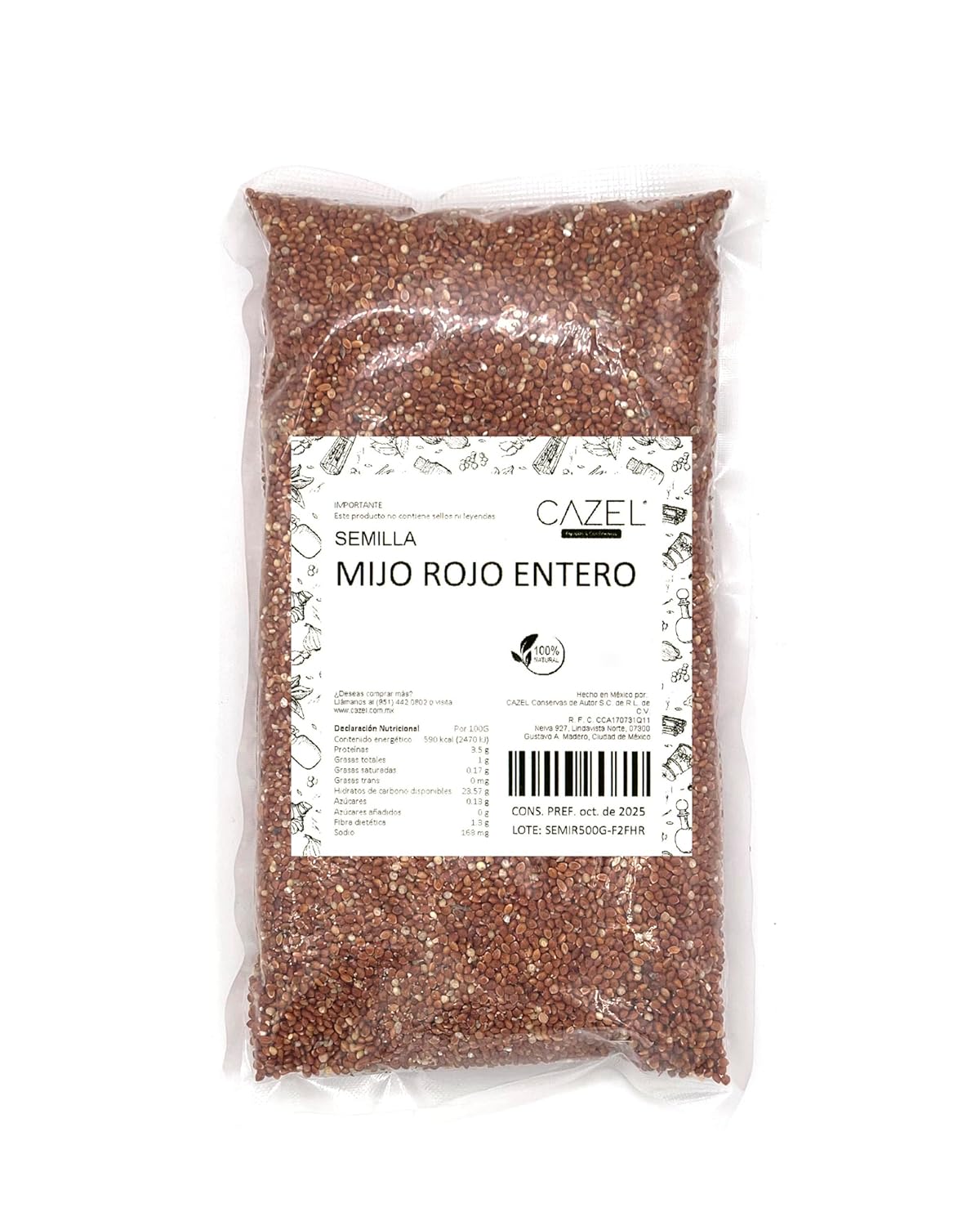 Amazon.com : CAZEL Premium Whole Red Millet 500g, 1 Count (Pack of 1 ...
