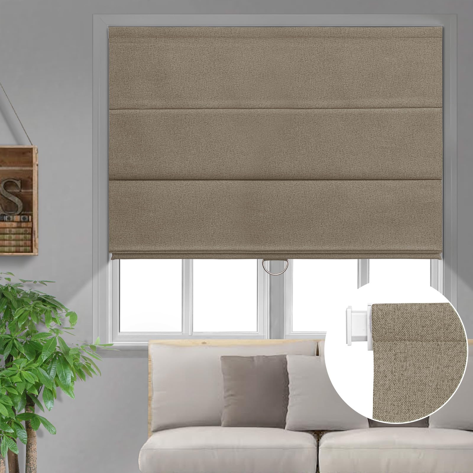 Amazon.com: MiLin No Drill Roman Shades for Windows - Cordless Roman ...
