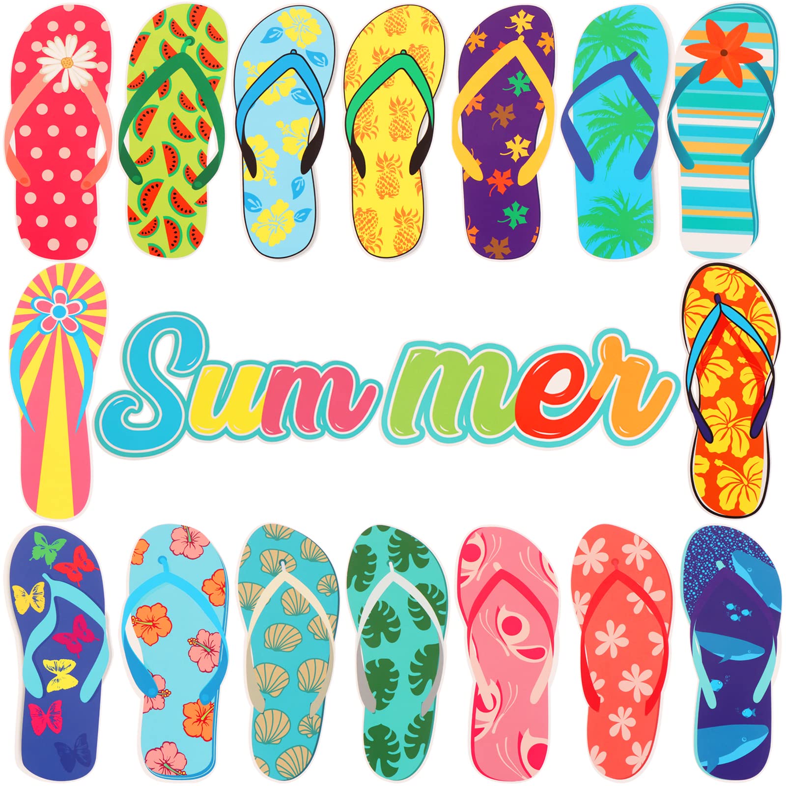 Buy 82 Pcs Flip-Flop Accents Colorful Flip-Flop Cutouts Summer Bulletin ...