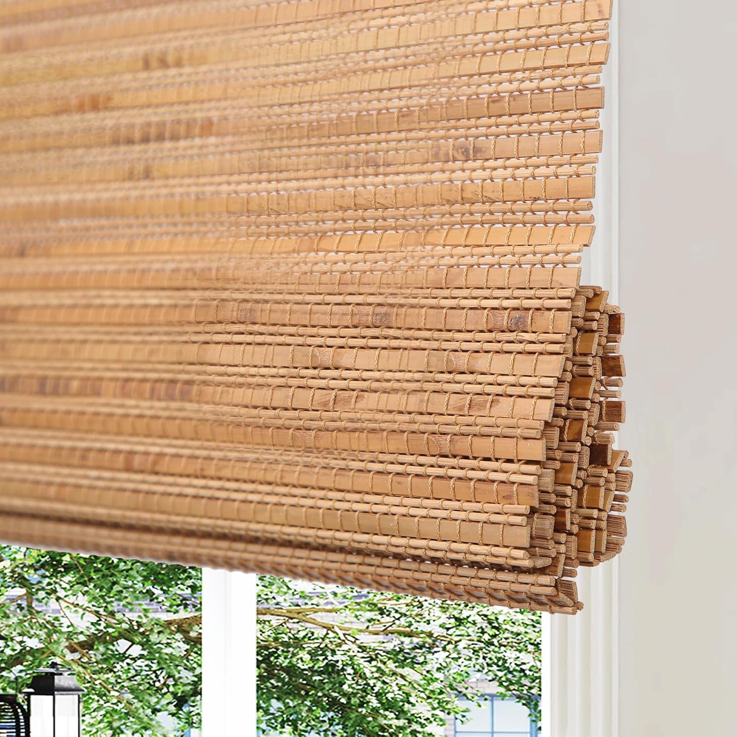 Amazon.com: Cordless Bamboo Shades, Natural Fiber Hemp Roman Shades ...