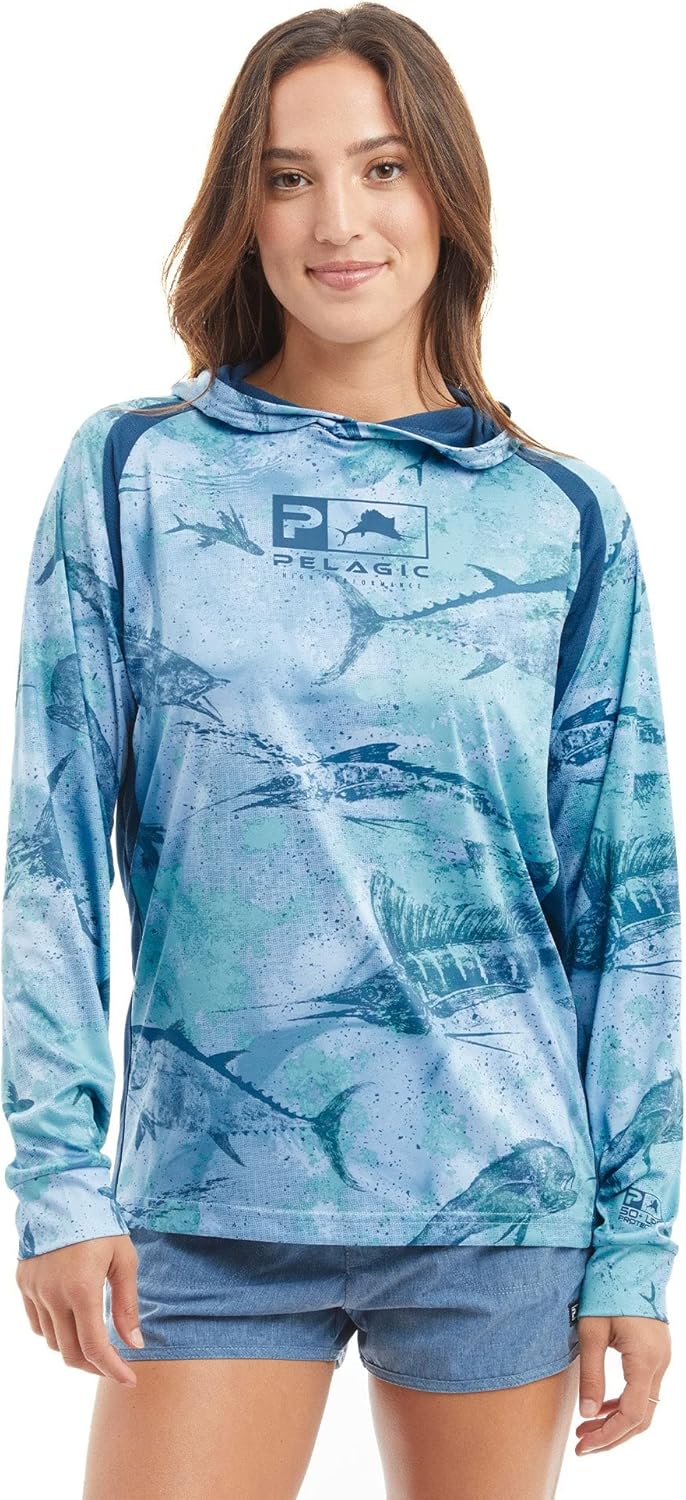 Amazon.com: PELAGIC Women's Vaportek Hooded Fishing Shirt, Long Sleeve, UPF 50+ Protection ...
