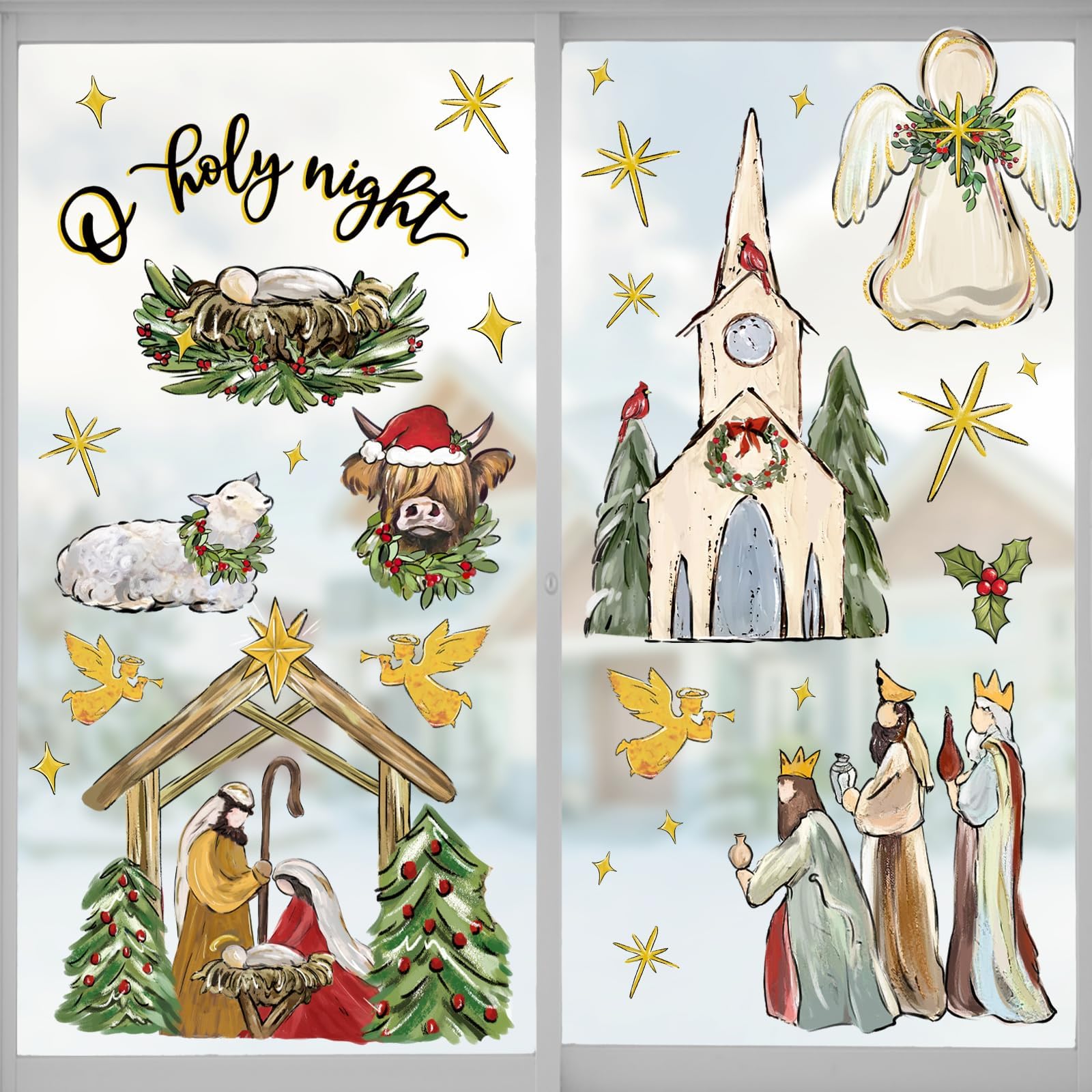 Amazon.com: HOWAF Nativity Christmas Window Clings Stickers, 9 Sheet ...