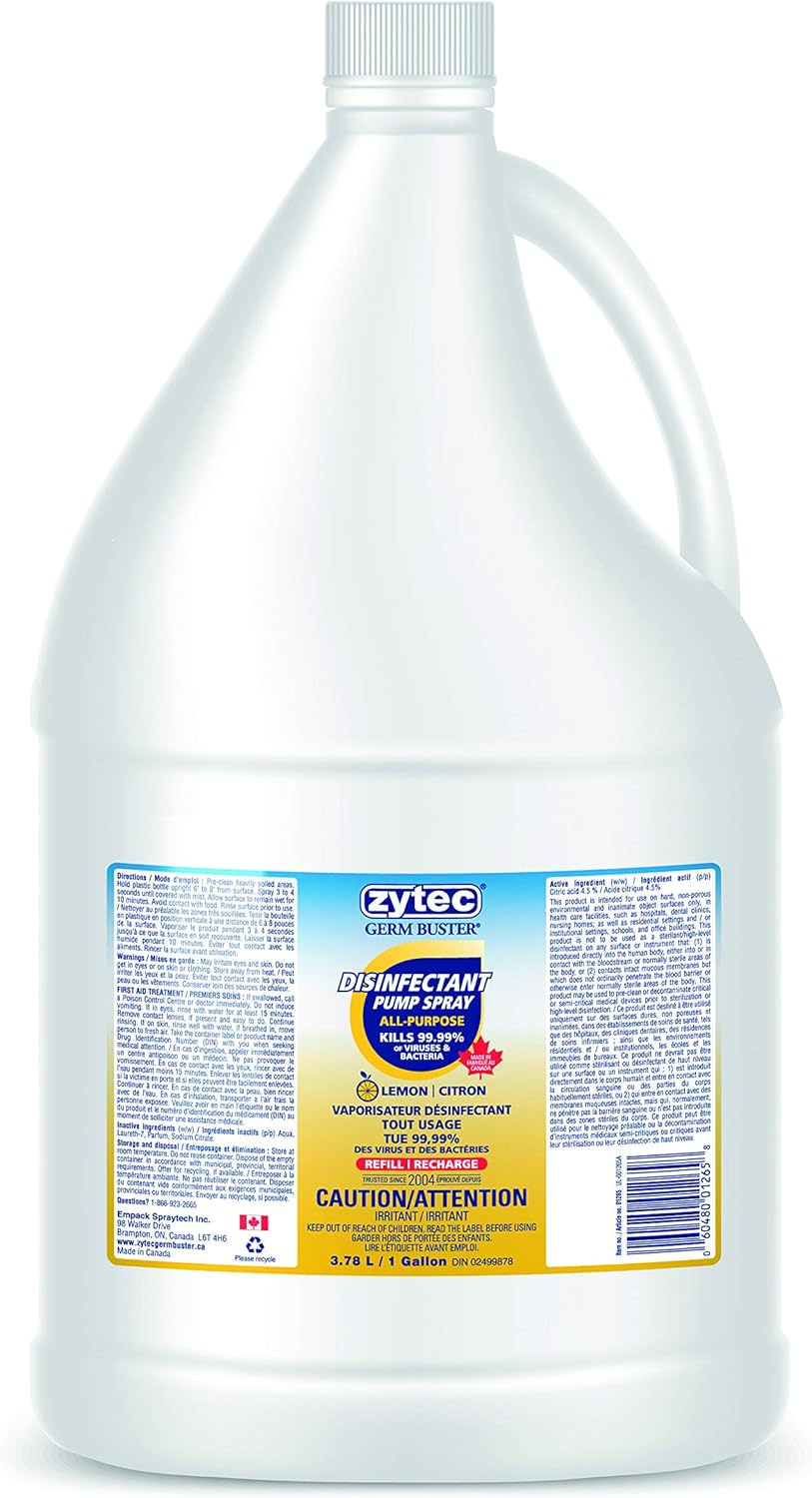 zytec Germ Buster Disinfectant Spray Refill (Citric Acid) with cap 3.78 ...