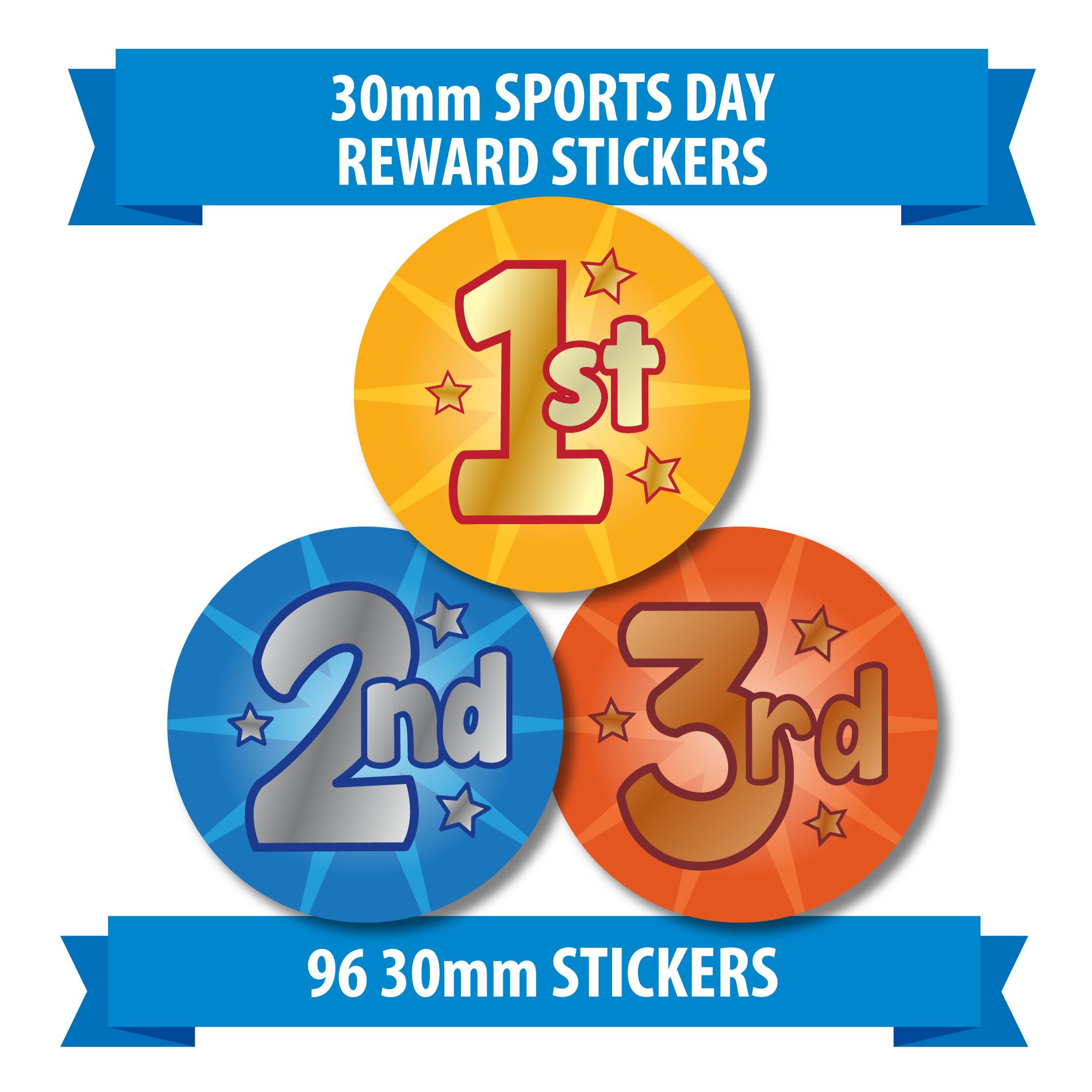 Buy 96 30mm "SPORTS DAY" children reward stickers 1st 2nd 3rd Online at ...