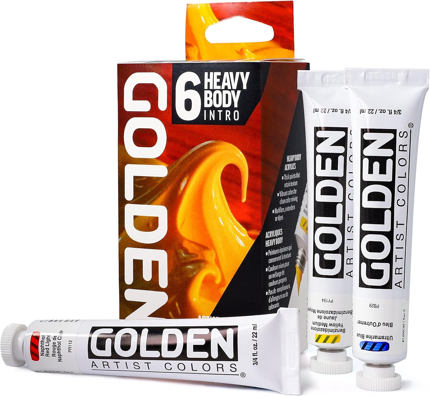 GOLDEN, Kit d'introduction 6 couleurs, peinture acrylique ...