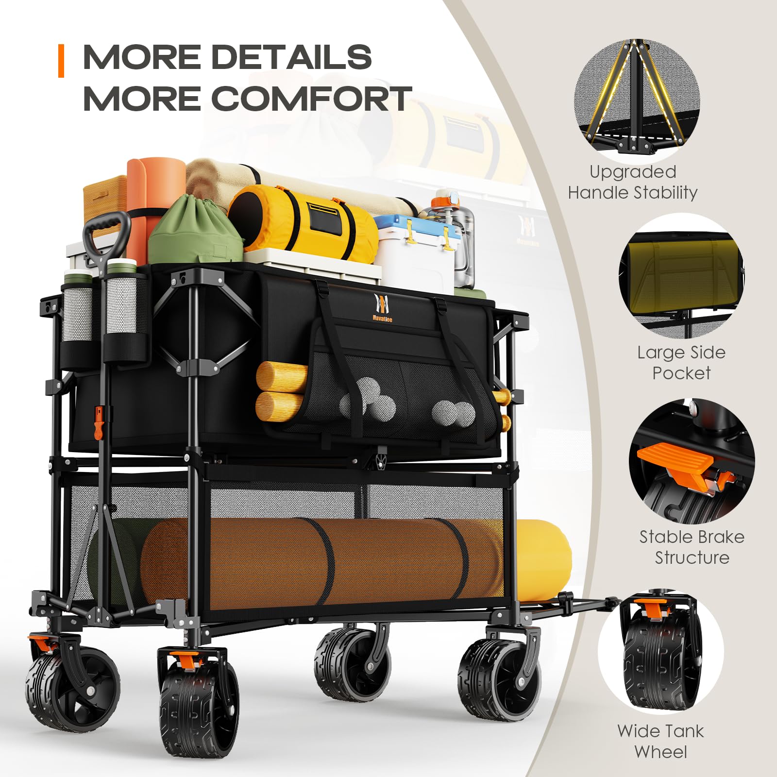 Snapklik.com : Navatiee 400L Double Decker Wagon Collapsible, 485LB ...