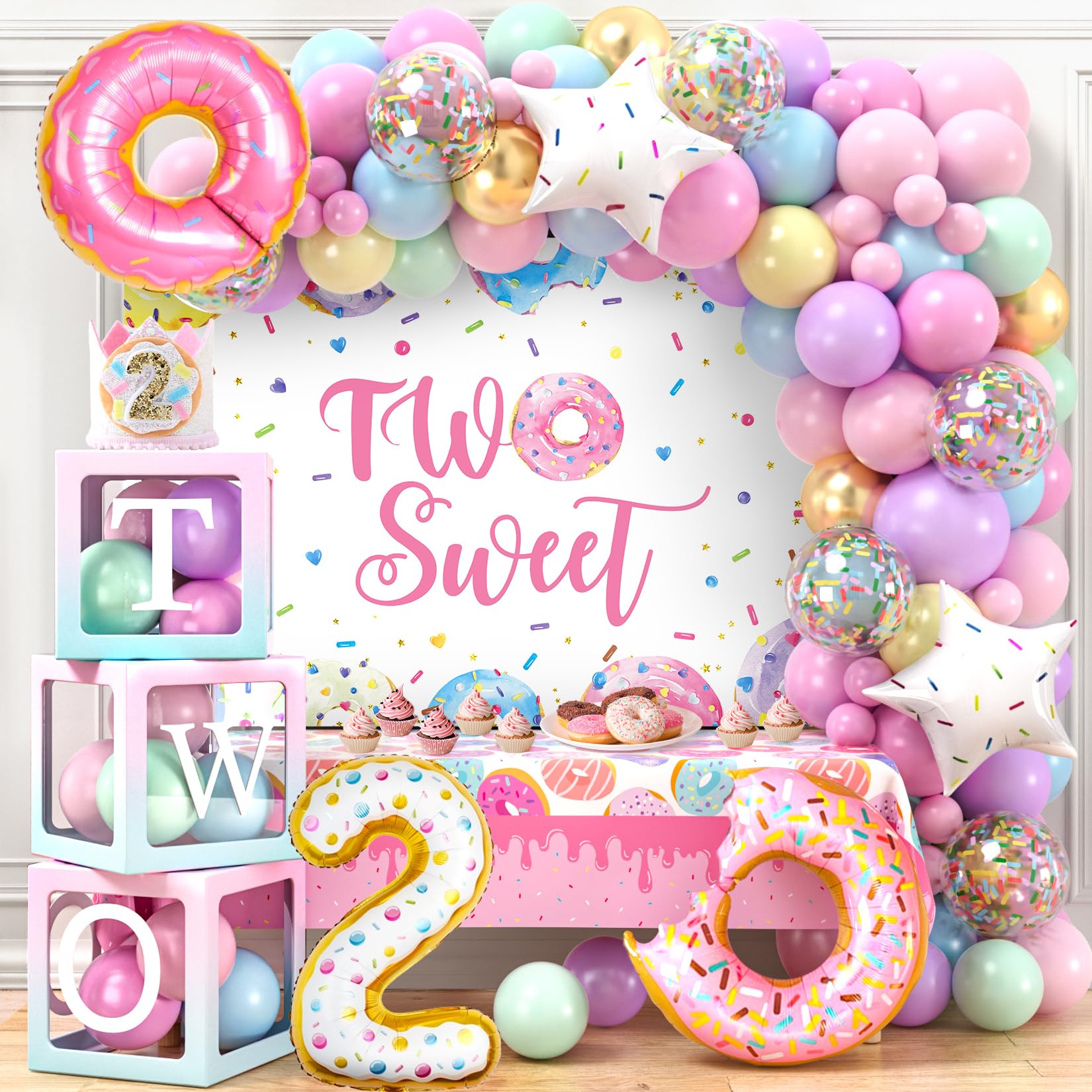 Amazon.com: SNLN Two Sweet Birthday Party Decorations 2nd Birthday ...