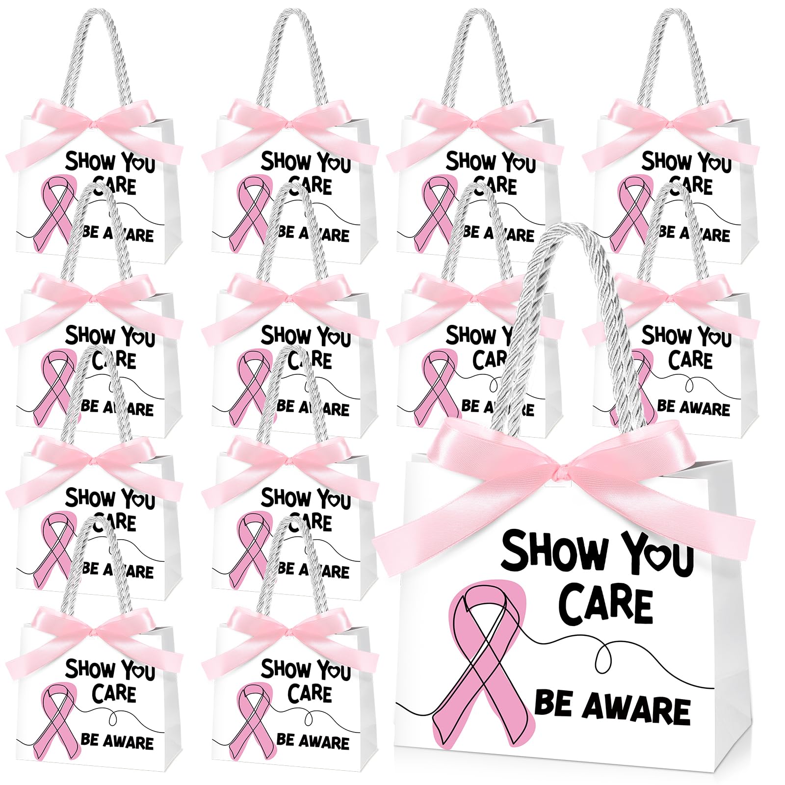 Amazon.com: Weekgrat 25 Pack Small Pink Ribbon Bags with Handles Breast ...