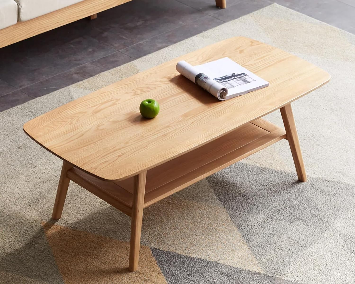 Amazon.com: LKTART Oak Coffee Table with Solid Wood Desktop,Mid Century ...