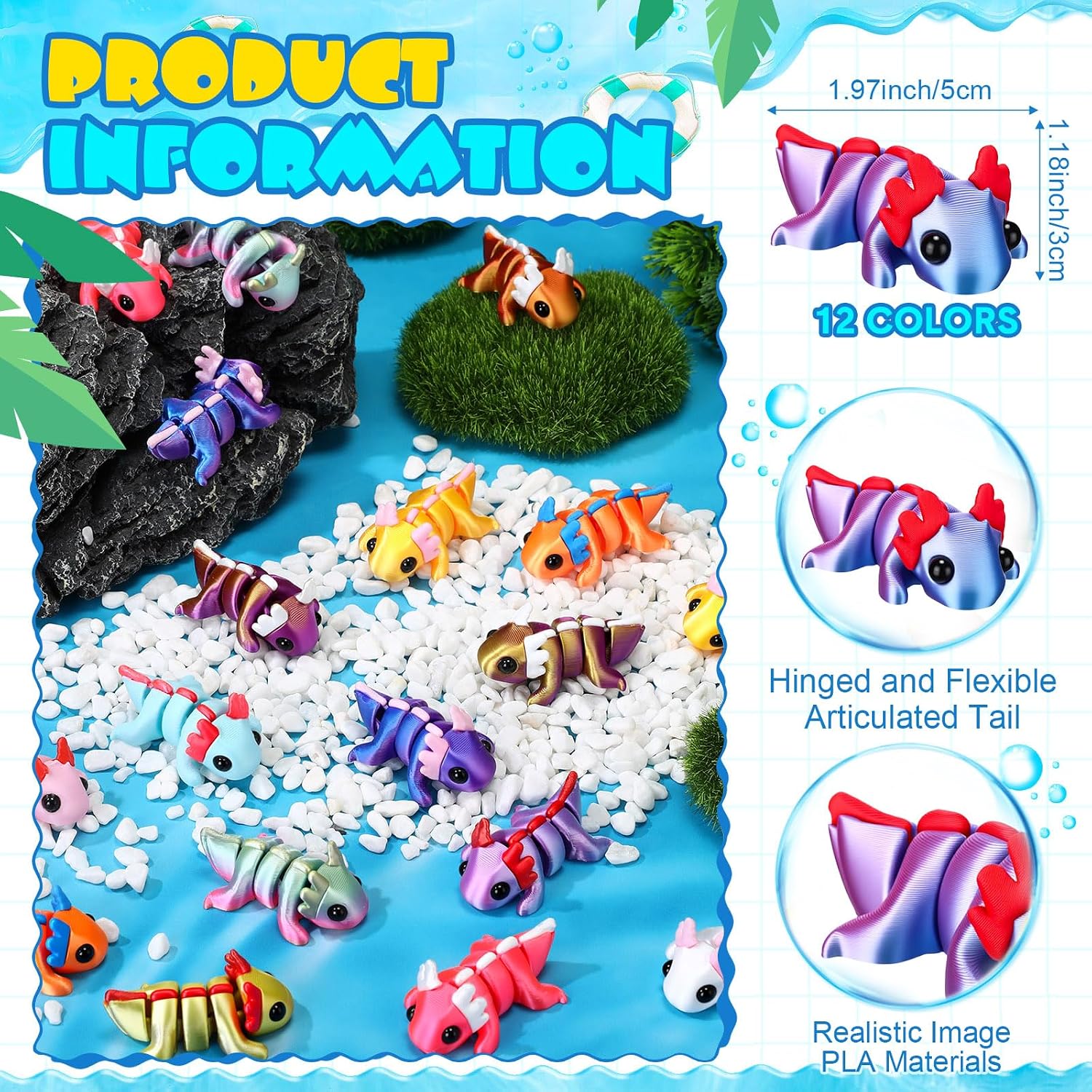 Hiboom 12 Set 3D Printed Axolotl Figures with Gift Thailand | Ubuy