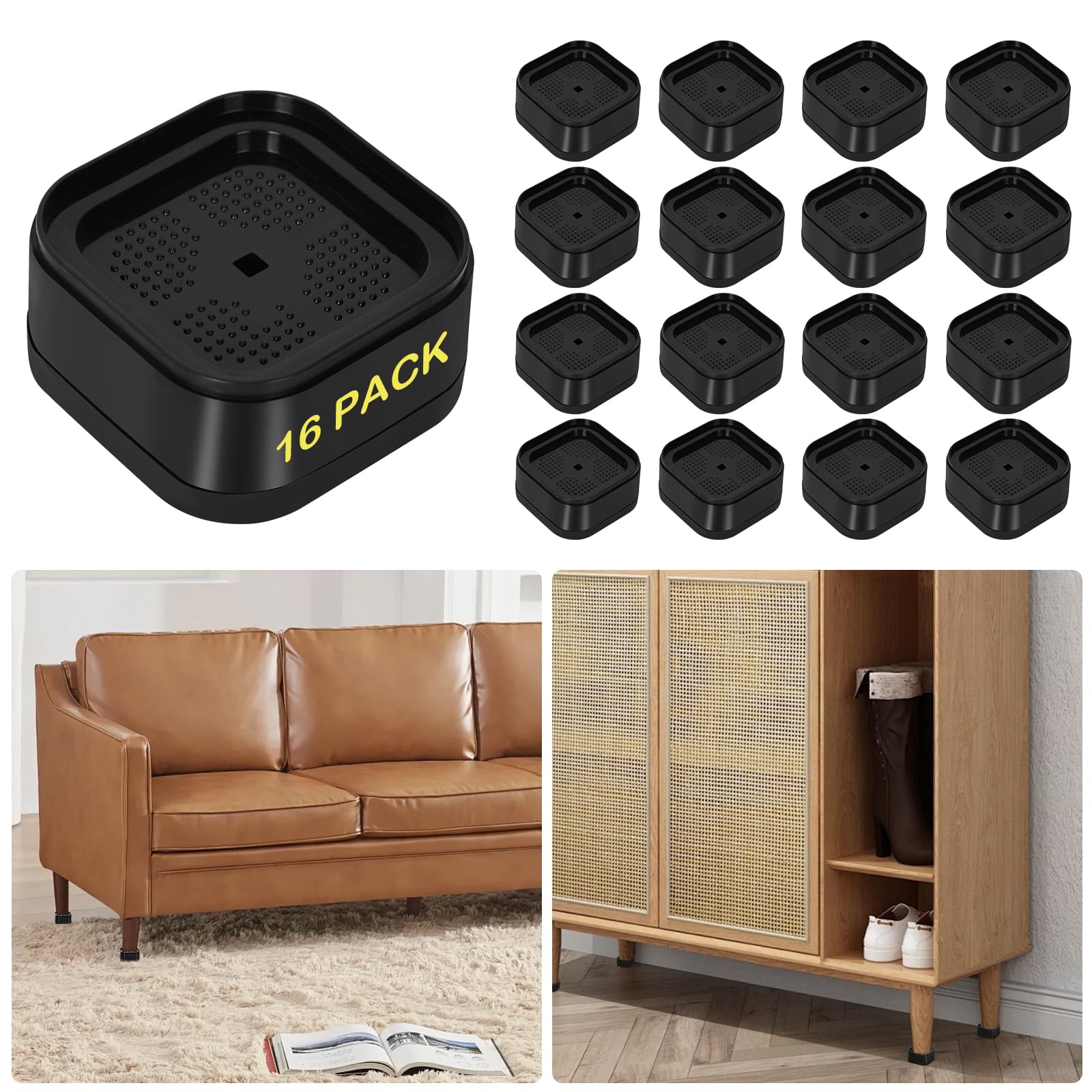 Amazon.com: YUANQIZHU 16 Pack Furniture Risers Adjustable Bed Risers 1 ...