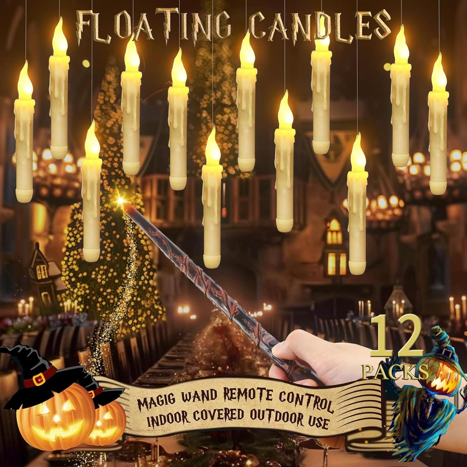 Amazon.com: SOONEEDEAR Harry Floating Candles with Potter Magic Wand ...