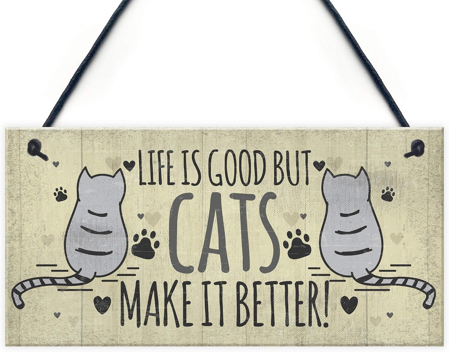 Red Ocean Funny Cat Signs For Home Cat House Hanging Wall Plaque Sign ...
