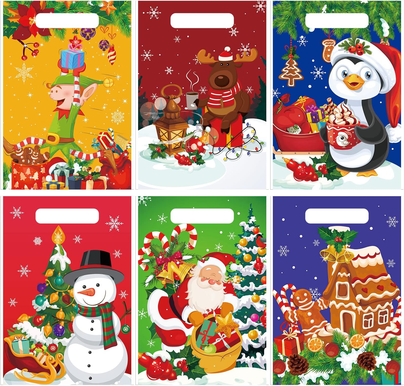 Amazon.com: Fulmoon 100 Pcs Christmas Gift Bags with Handle Goody Bags ...