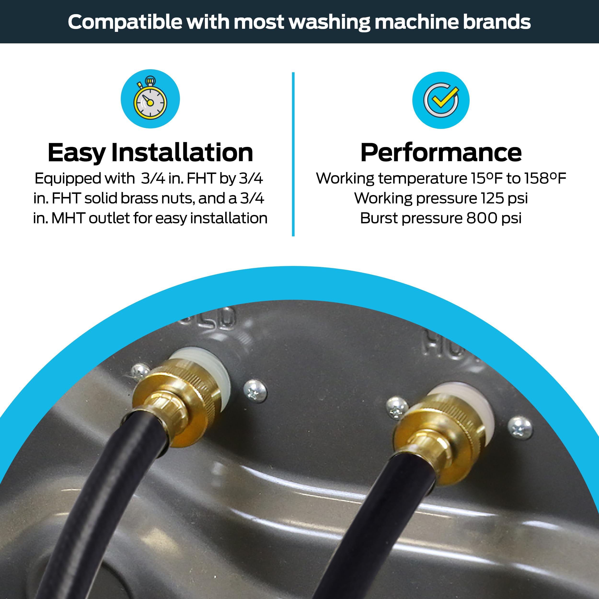 Snapklik.com : Eastman 12 Inch Rubber Washing Machine Connector