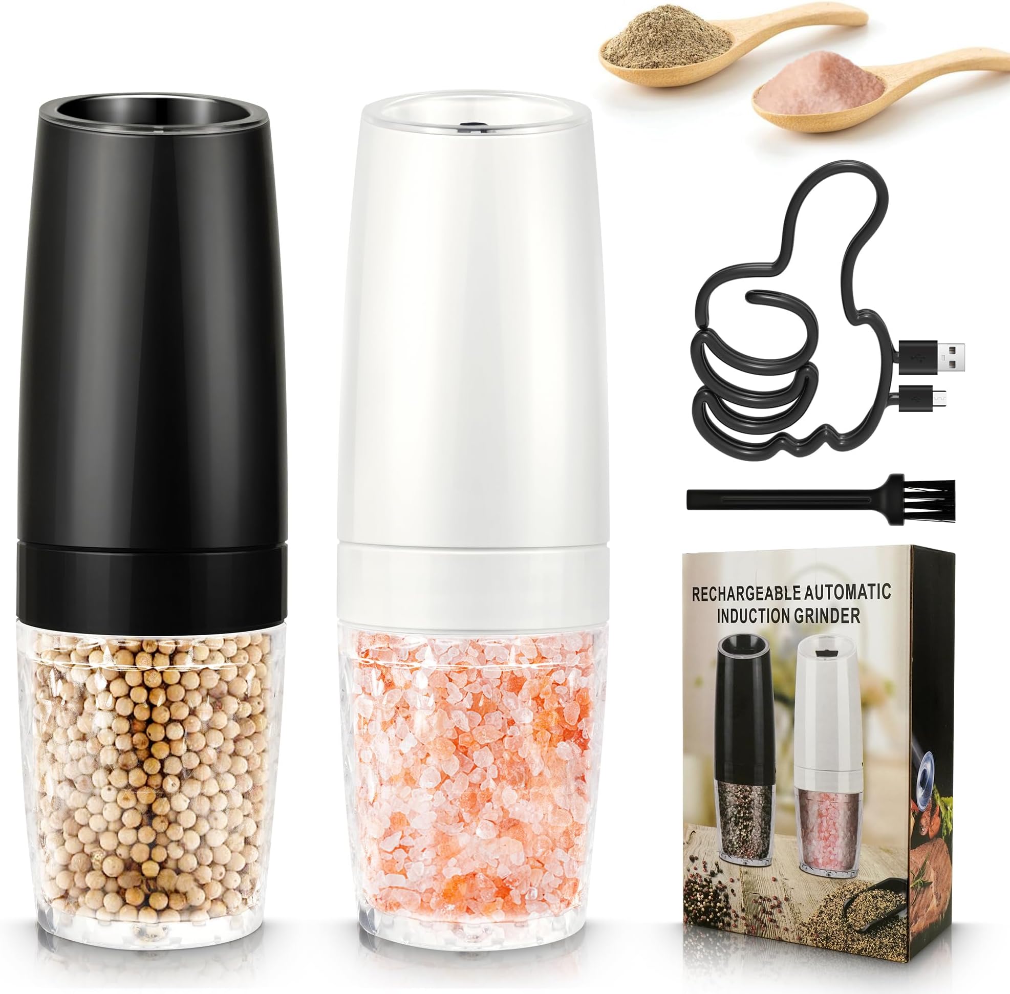 Amazon.com: Gravity Electric Salt and Pepper Grinder Set - USB ...
