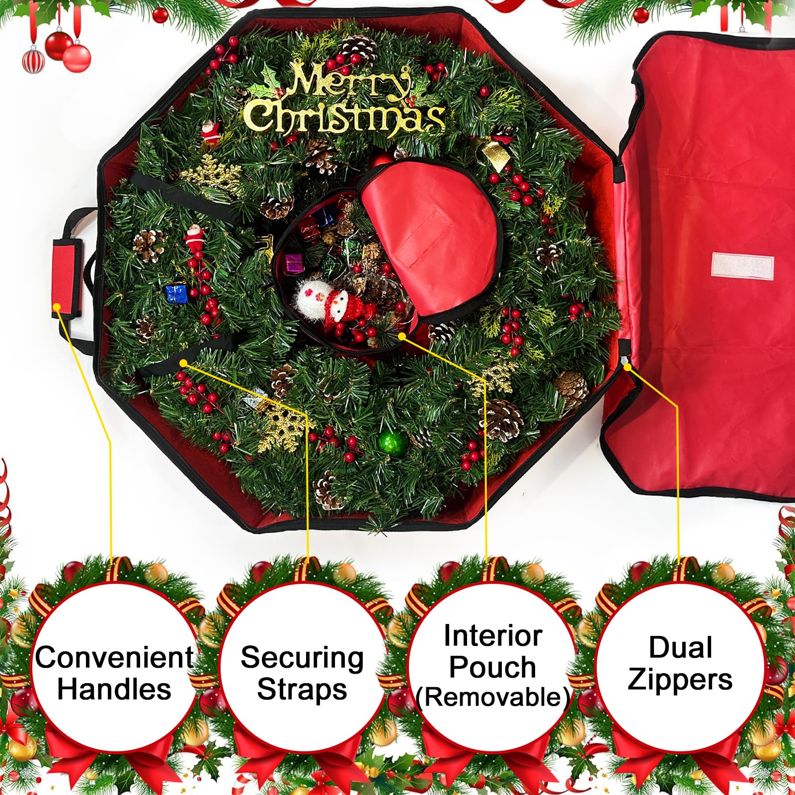 Snapklik.com : Homyfort Christmas Wreath Storage Container, 24 Inch ...