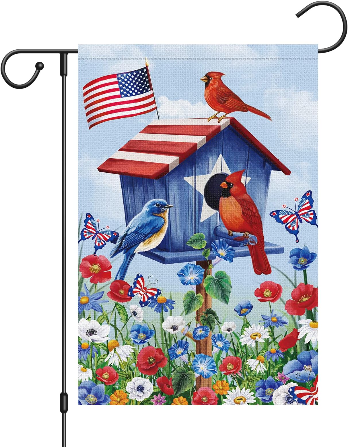 Amazon.com : Patriotic Cardinal Garden Flag 12x18 Inch Double Sided ...