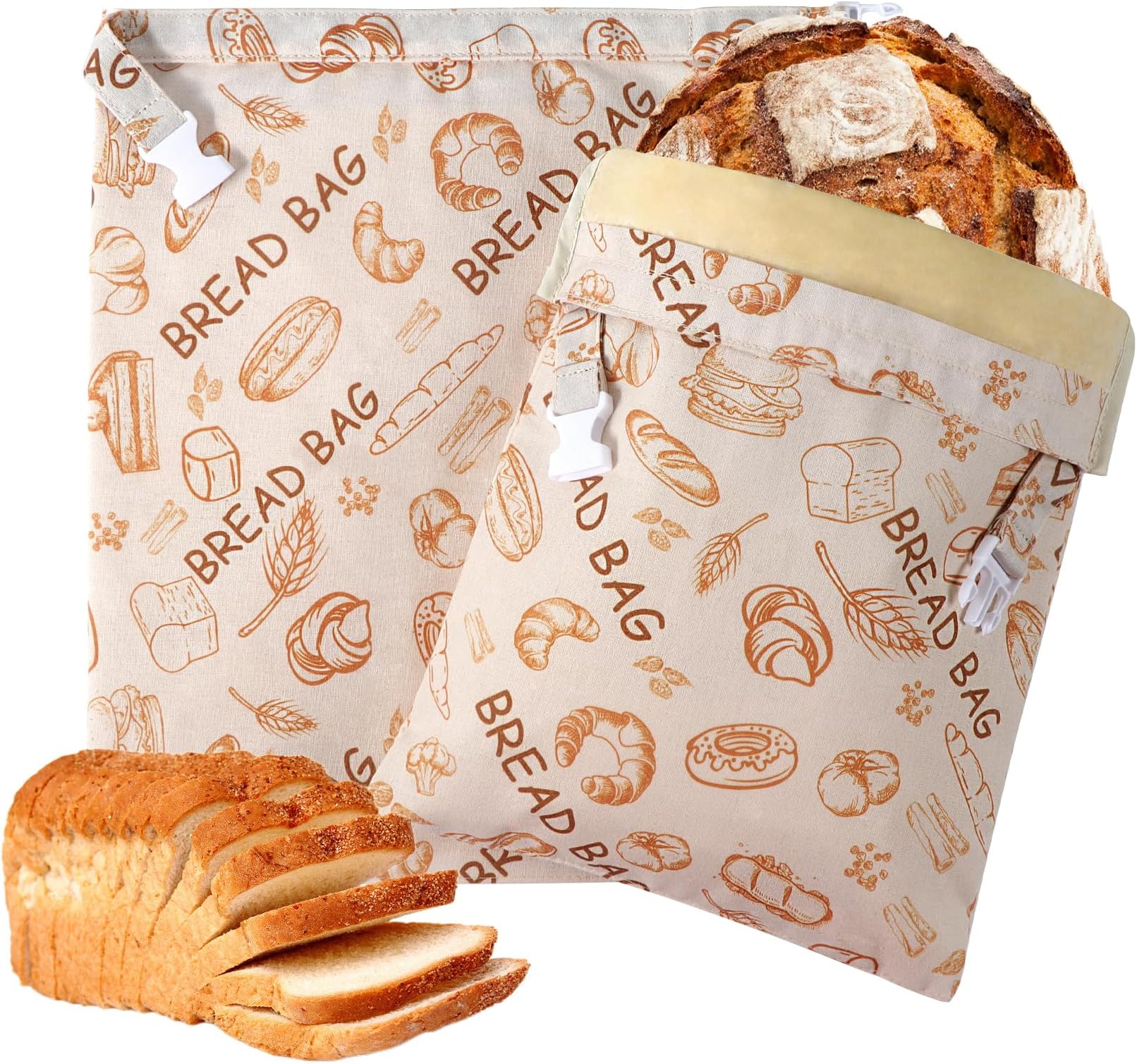 Amazon.com: HRUITU 2 Pack Reusable Beeswax Bread Bags, Bags for ...