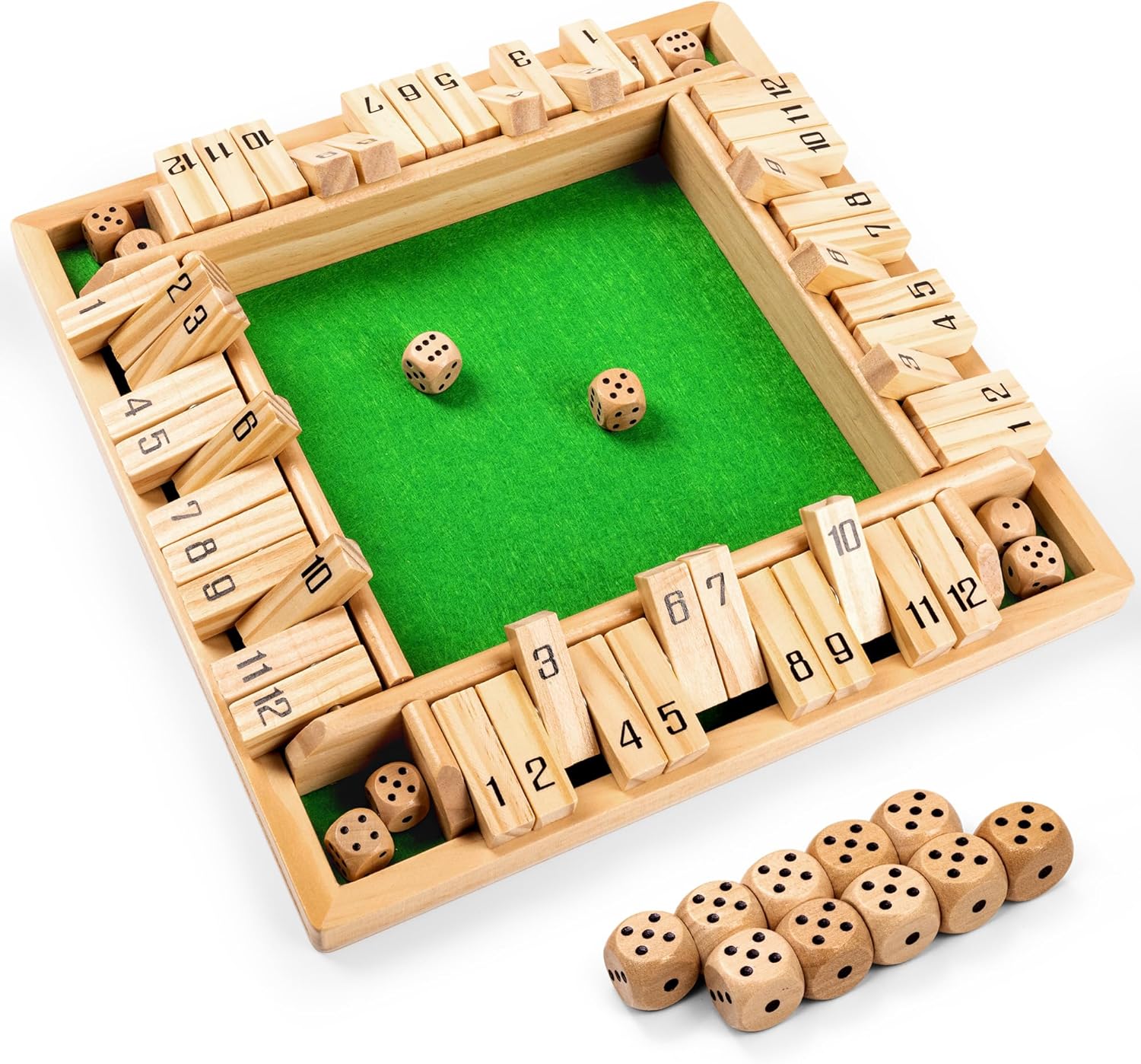Amazon.com: ropoda Shut The Box Game, Upgraded 12 Numbers Wooden Board ...