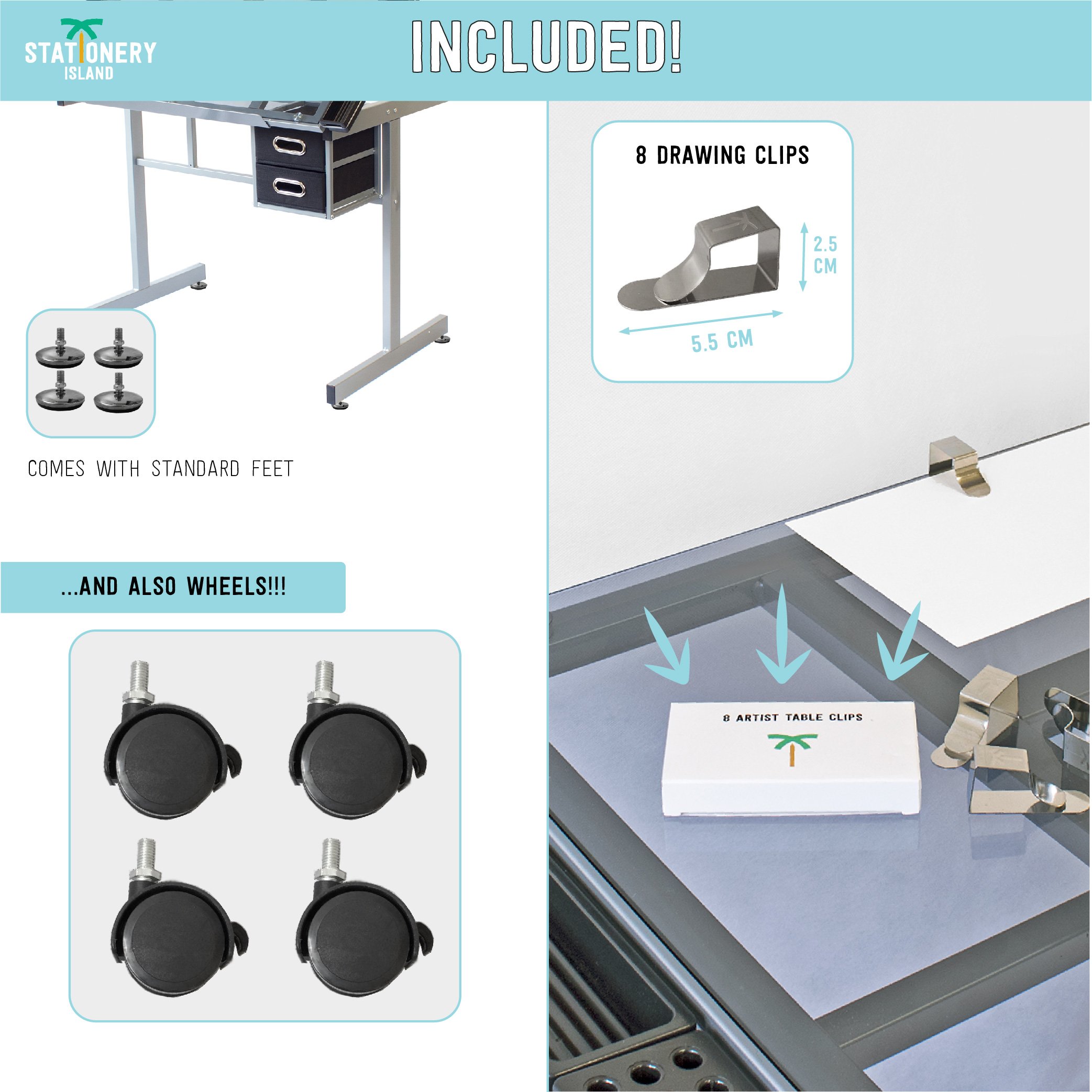 Stationery Island Drawing Table Dunbar-Portable Art and Crafts Desk ...