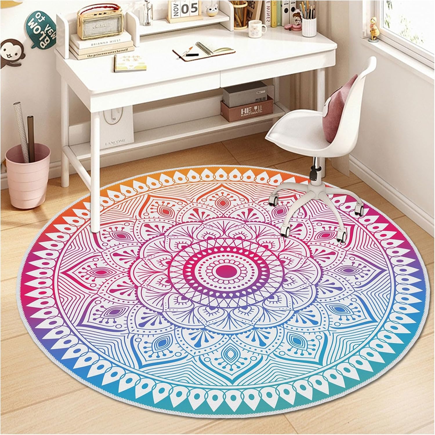 Amazon.com : Liazy Elegant White Desk Chair Mat - 4ft Round Office ...