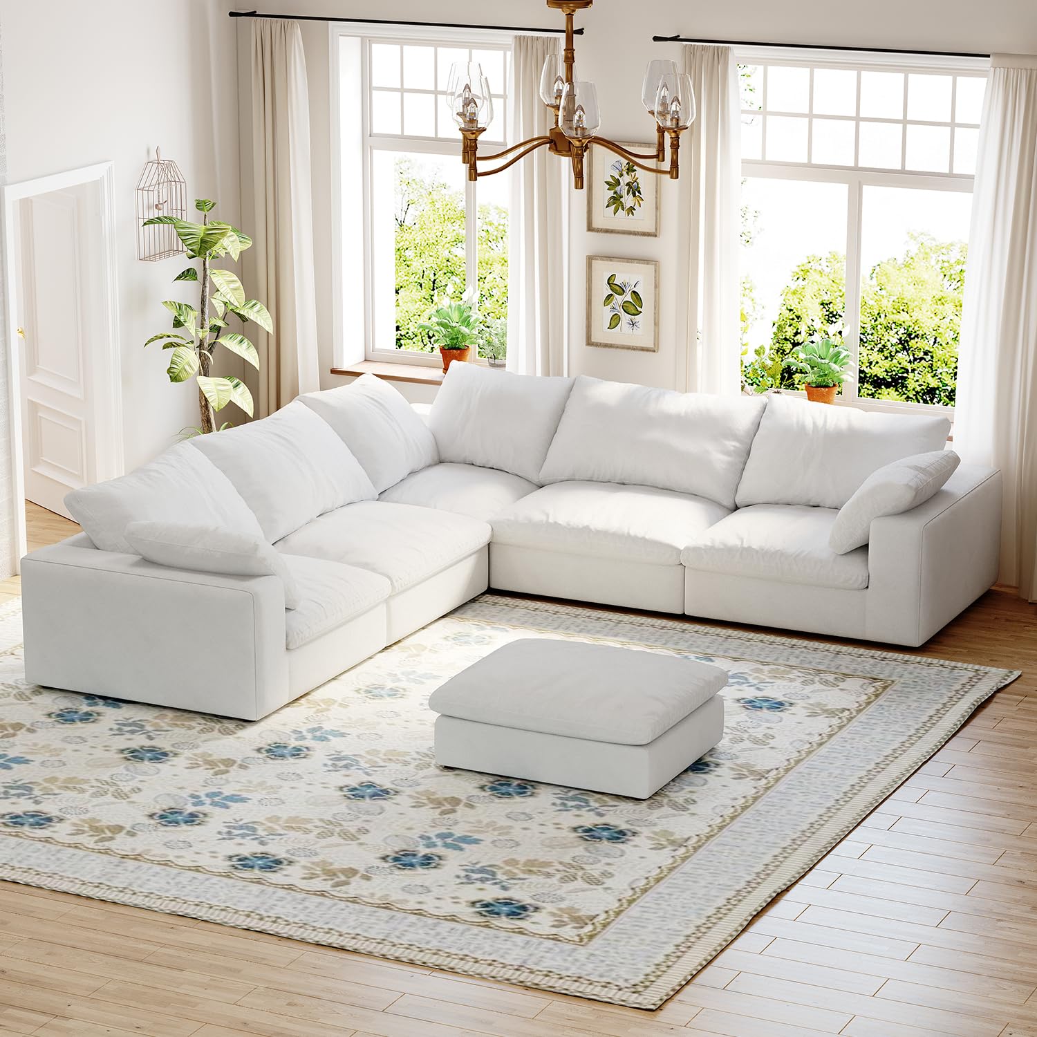 Amazon.com: COZYCC 160 Inch V Shape Cloud Sectional Sofa with Storage ...