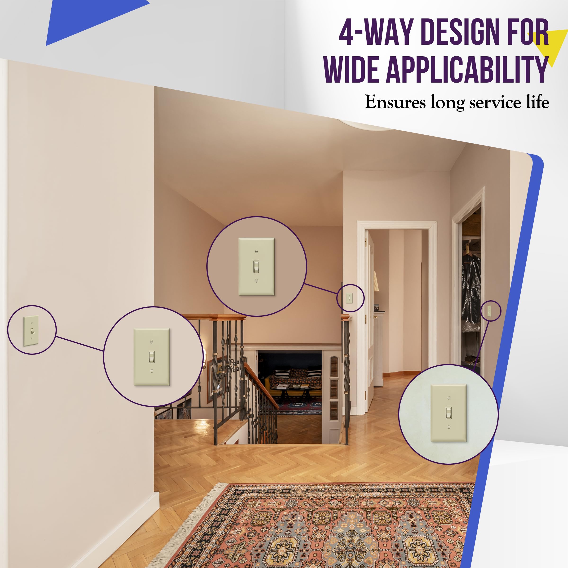 Snapklik.com : 4-Way Toggle Light Switch, Four Way, Side Wiring, Copper ...