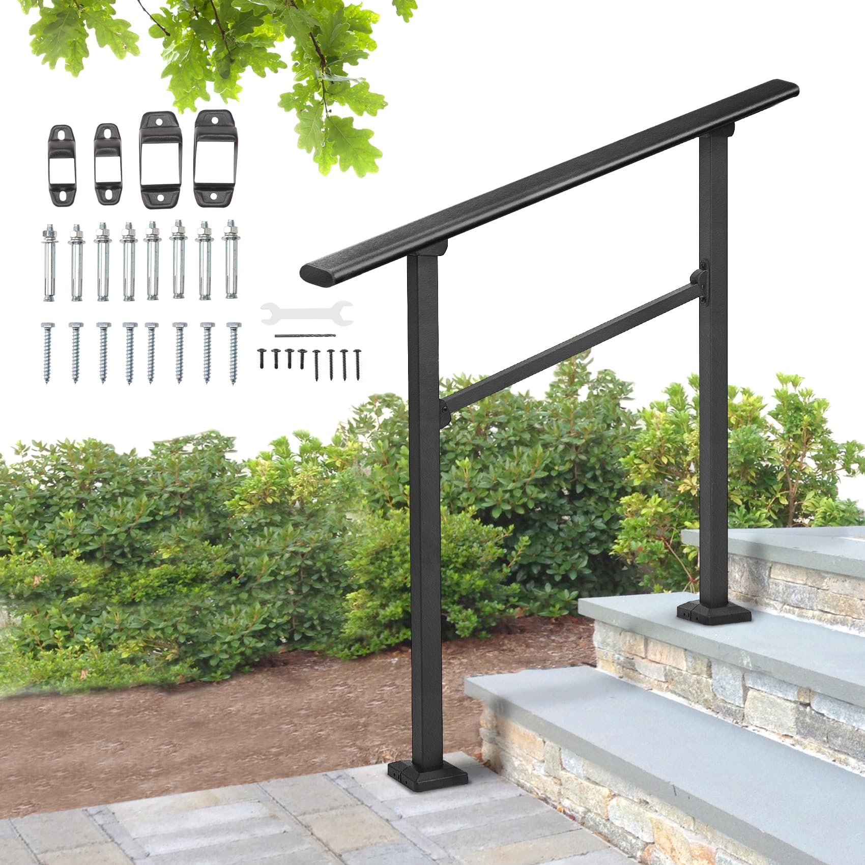 MESTYL Stair Handrails for Outdoor Steps, 2 to 3 Steps Stair Railing ...