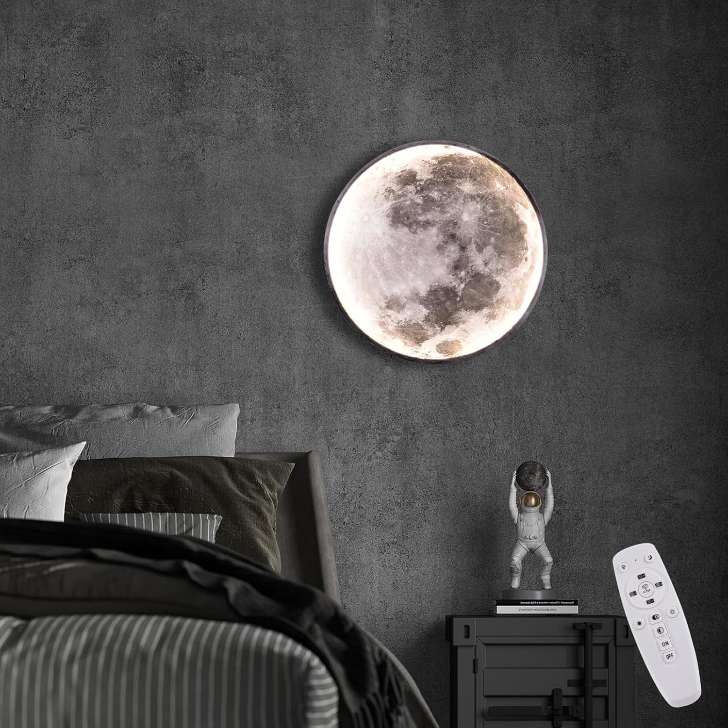 RRDEFSD Lámpara de pared LED de luna 3D, iluminación moderna Art Deco ...