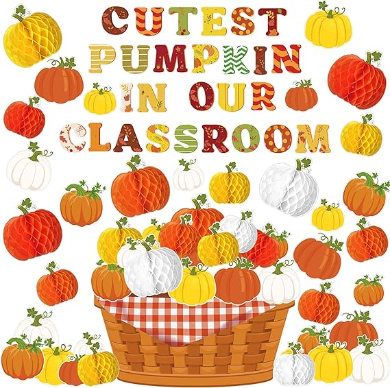 Amazon.com: Fall Pumpkin Classroom Bulletin Decorations Cutest Pumpkin ...