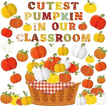 Amazon.com: Fall Pumpkin Classroom Bulletin Decorations Cutest Pumpkin ...