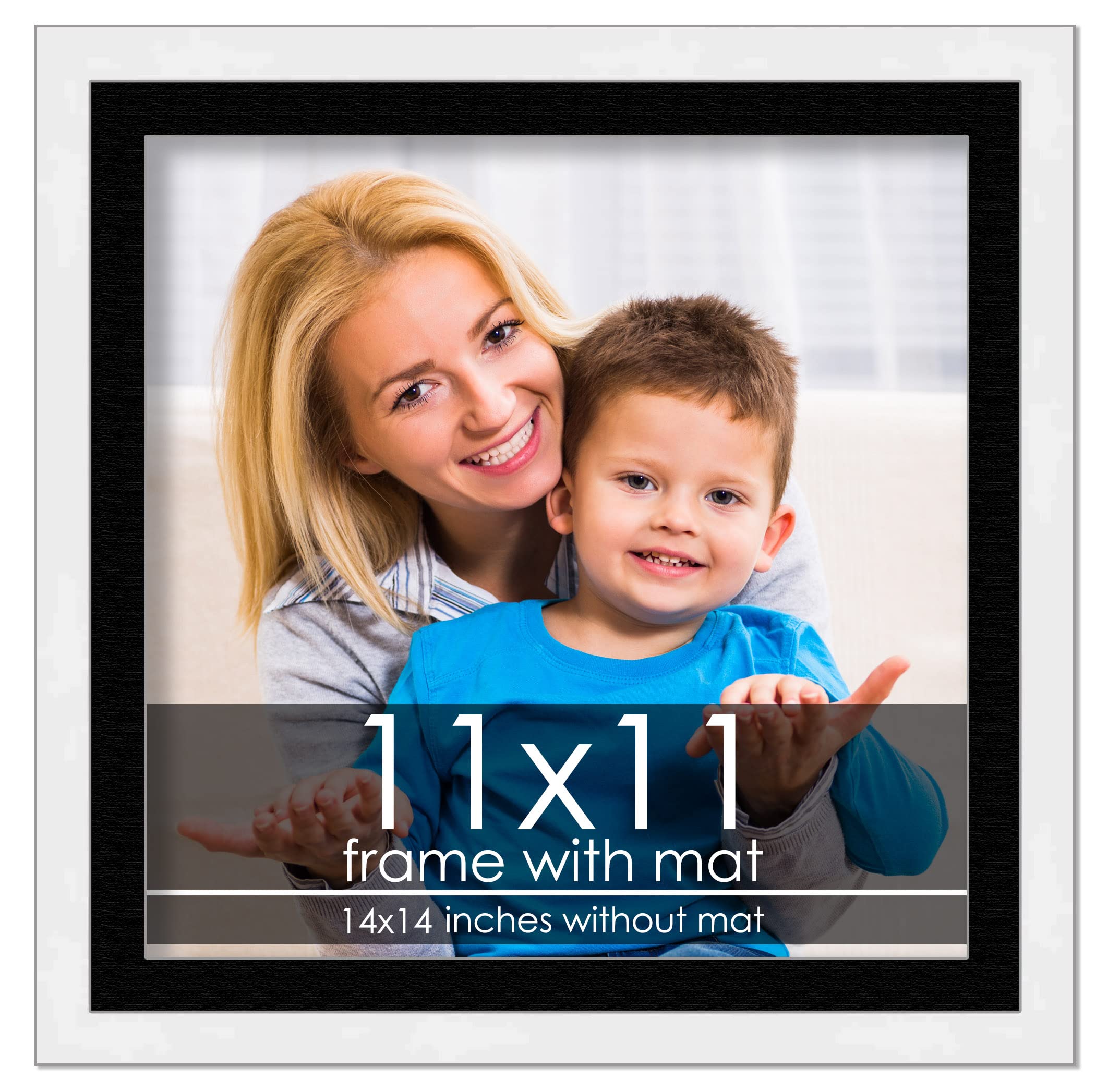 Amazon.com - 11x11 Frame with Mat - White 14x14 Frame Wood Made to ...