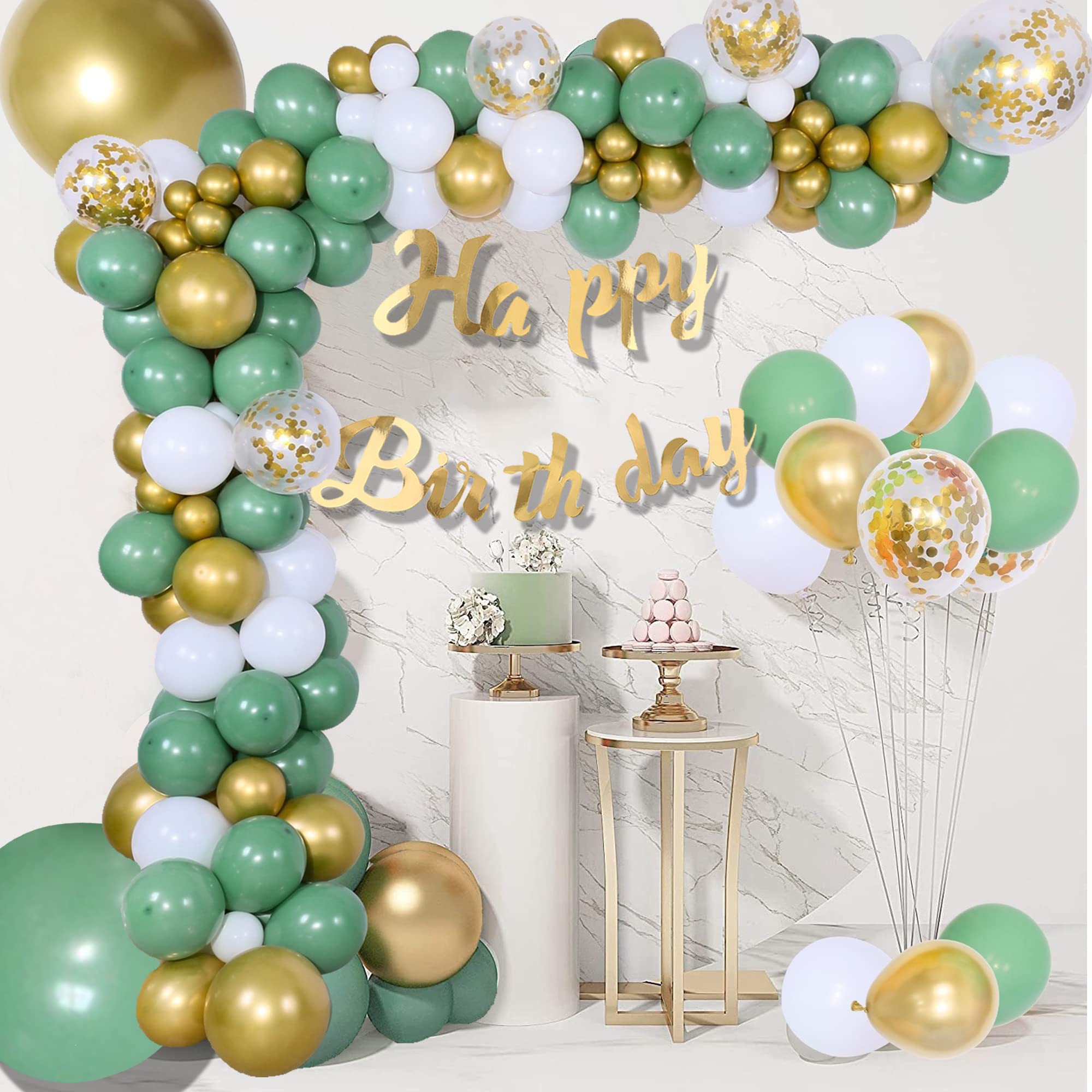 Buy JoyBo Sage Green Balloon Garland Kit,Green and Gold Balloon Garland ...