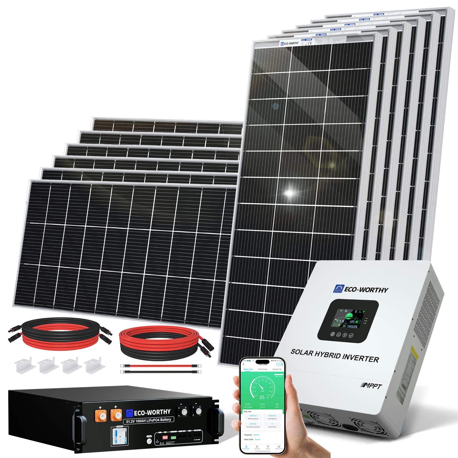 Eco Worthy 5kw Off Grid Solar System Complete Kit 12pcs | Desertcart Japan