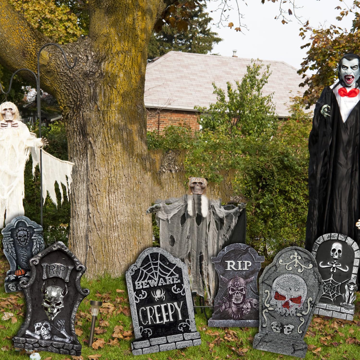 Halloween Outdoor Decorations Halloween RIP Tombstones, 6 Pack Large ...