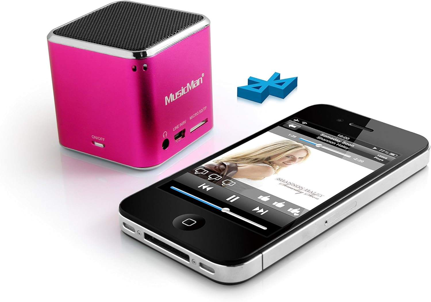 MusicMan mini Wireless Soundstation BT-X2 (MP3 Player, Bluetooth) pink ...