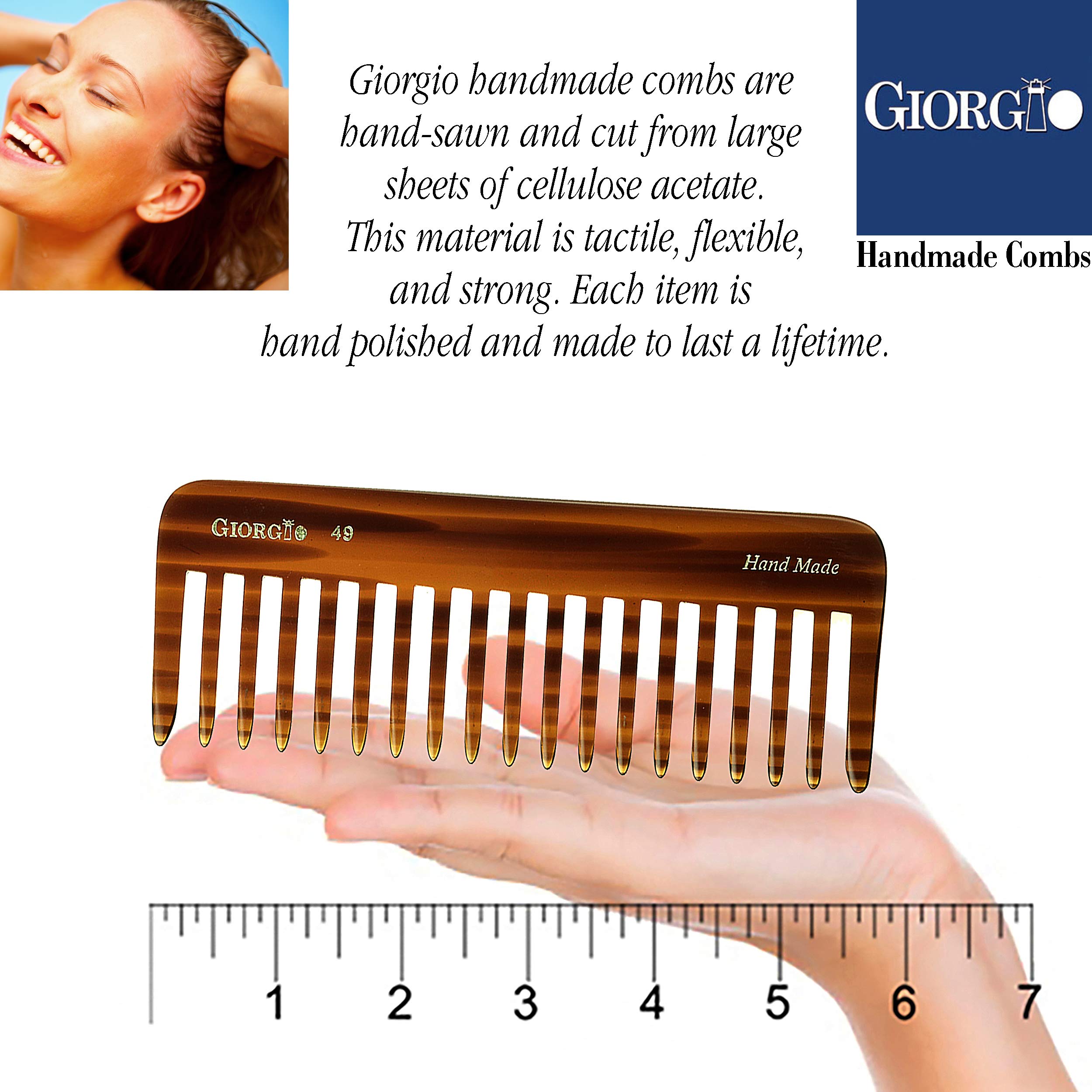 Giorgio G49 Large 5.75 Inch Hair Detangling Comb, Wide Teeth for Thick ...