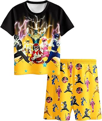 Amazon.com: MACCHO Power Rangers Short Sleeve and Pants for Boys Set 2 ...