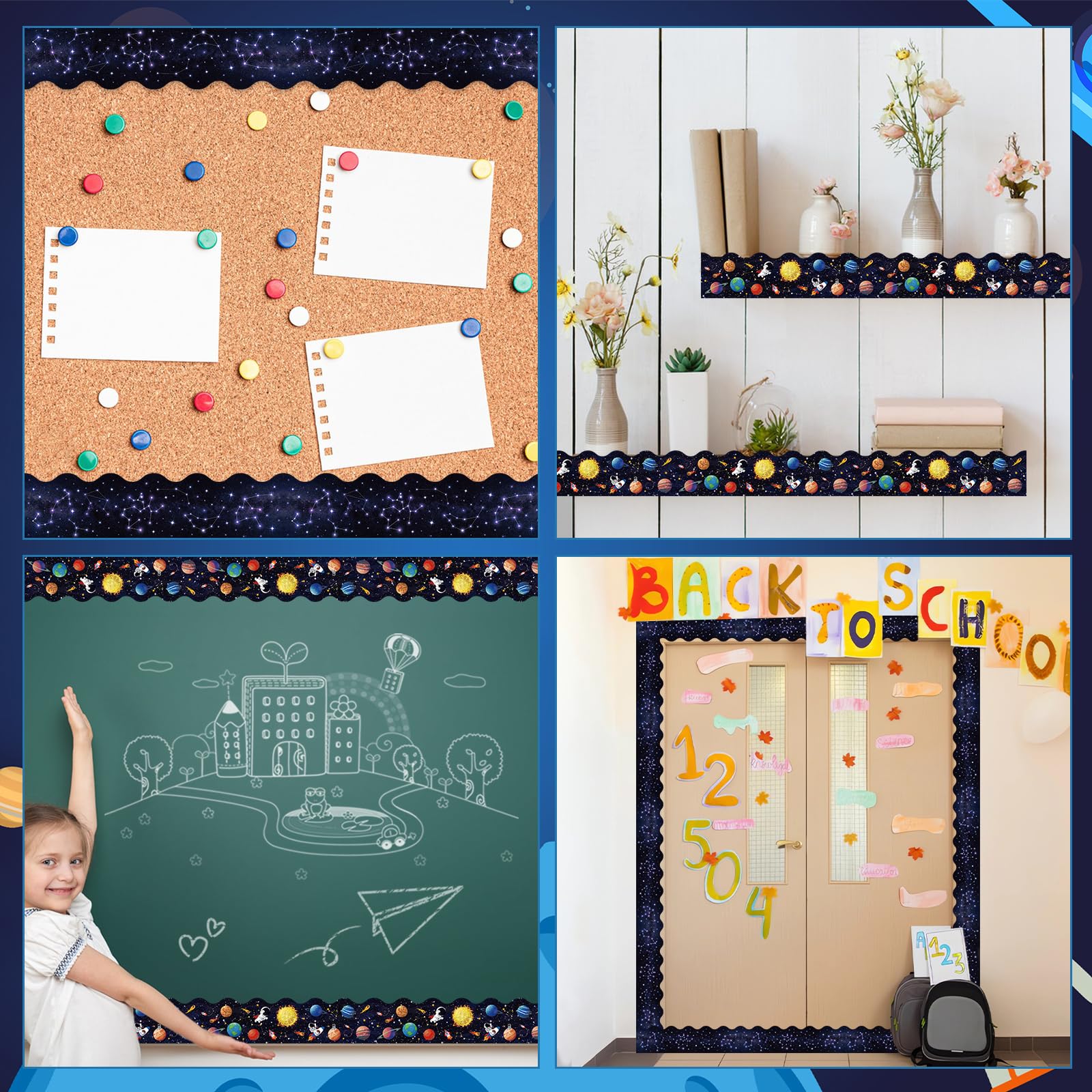 Snapklik.com : 2 Rolls Outer Space Border, 65.6 Ft Galaxy Scalloped ...